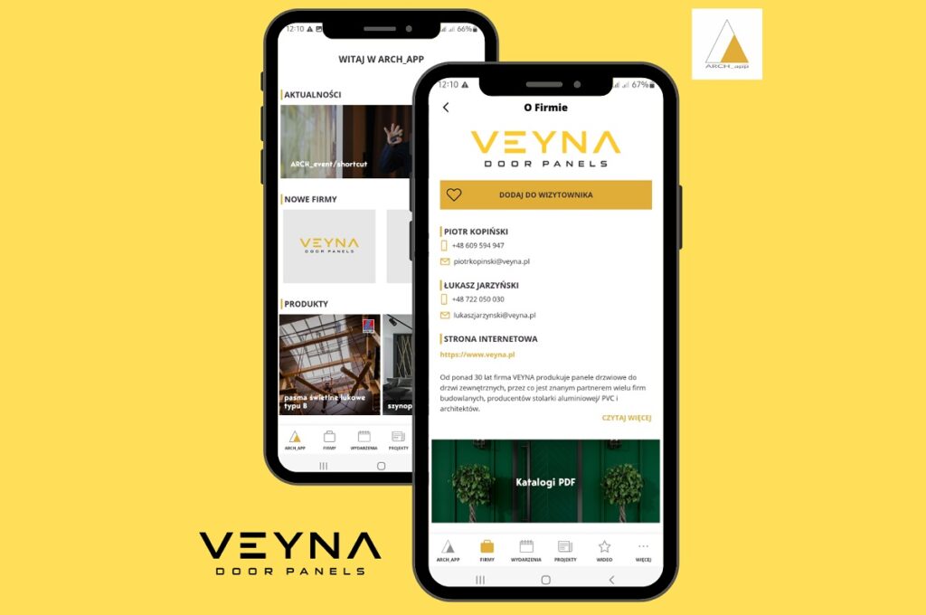 Forum Branżowe | VEYNA w aplikacji ARCH app portal branży stolarki